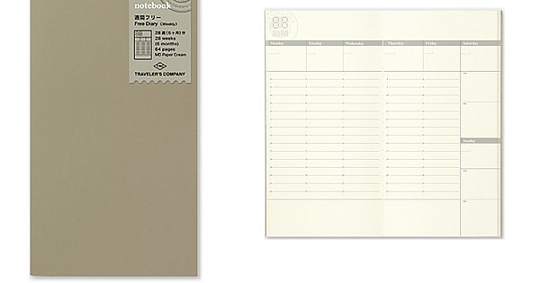 Traveler's Company Refill Regular 018 Free Diary Weekly Notebook ...