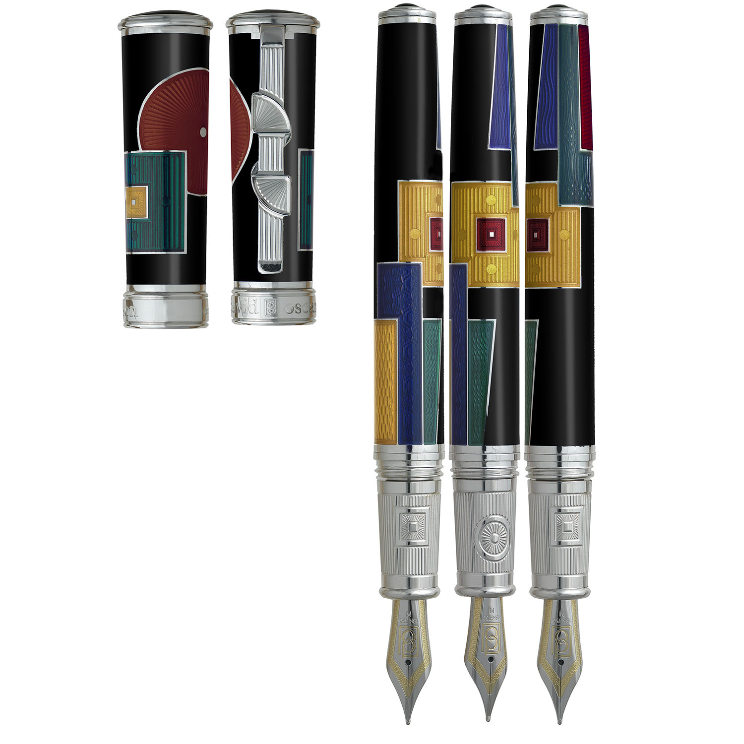 David Oscarson 15th Anniversary American Art Deco Black ST Fountain pen ...