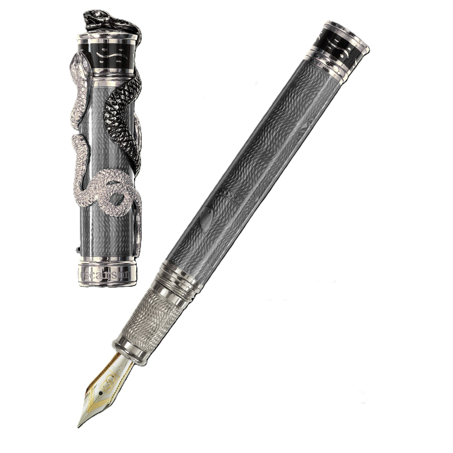 David Oscarson Black Water Snake Grey ST Fountain pen - Vulpen ...