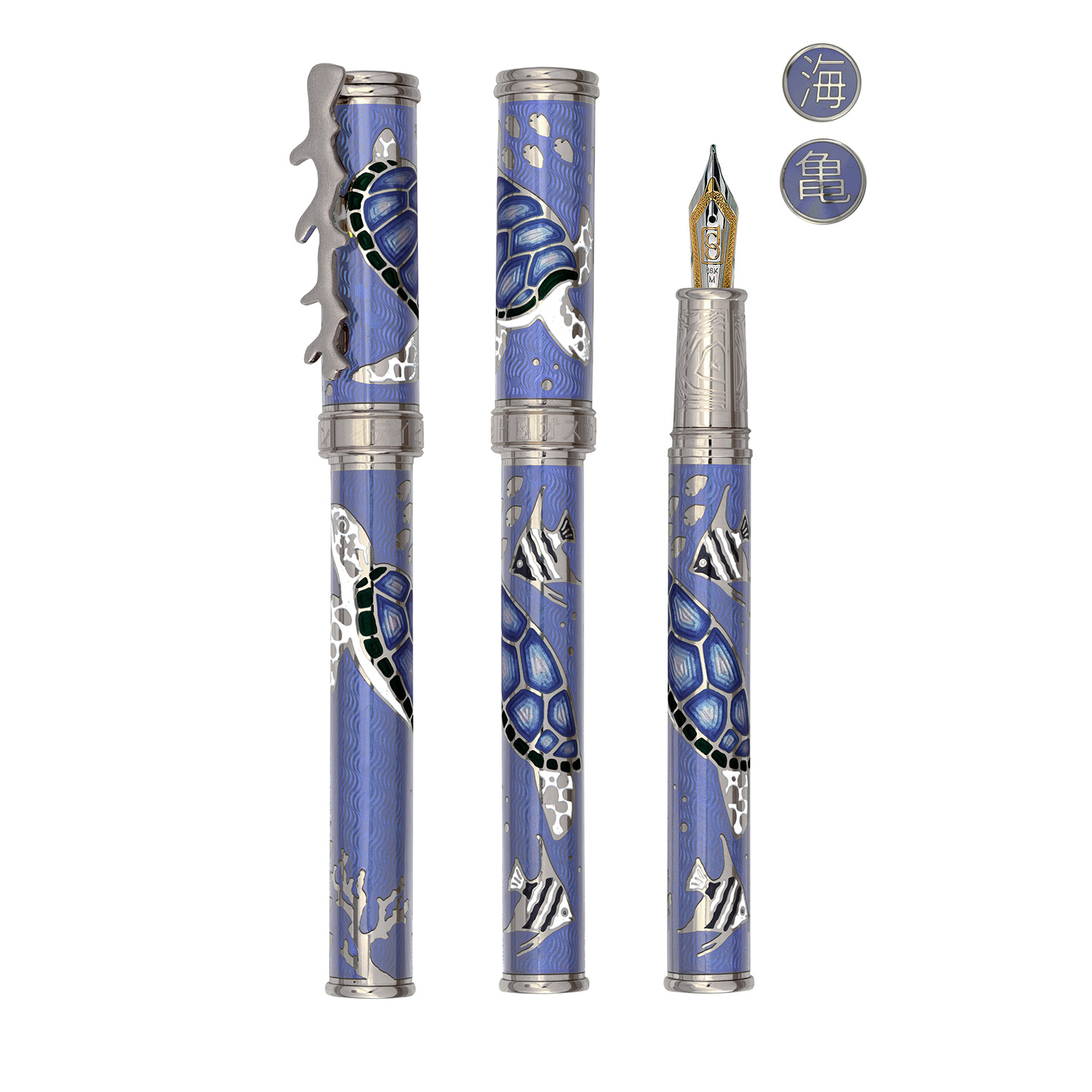 David Oscarson Sea Turtles Pale Blue with Ocean Blue Turtles ST ...