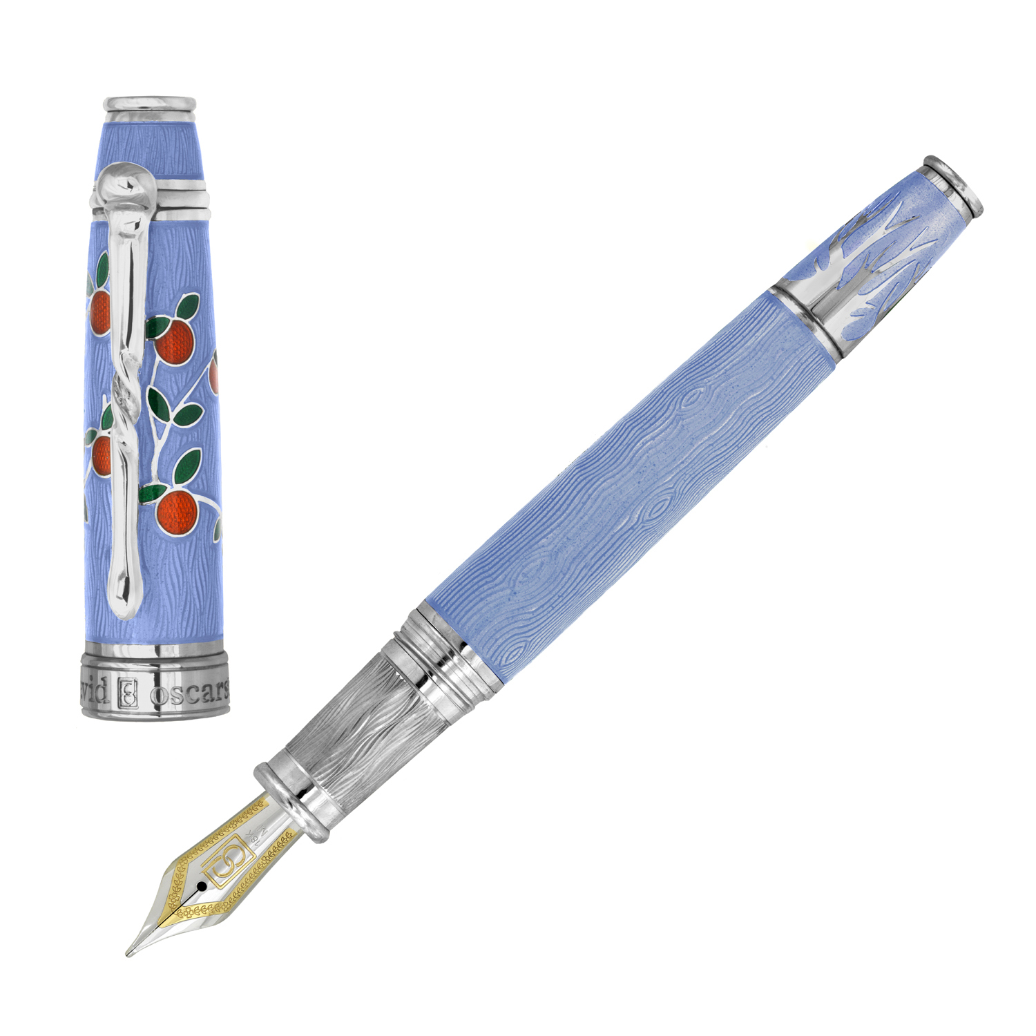 David Oscarson Tree of Life Azure Blue Fountain pen - Vulpen / Fountain ...