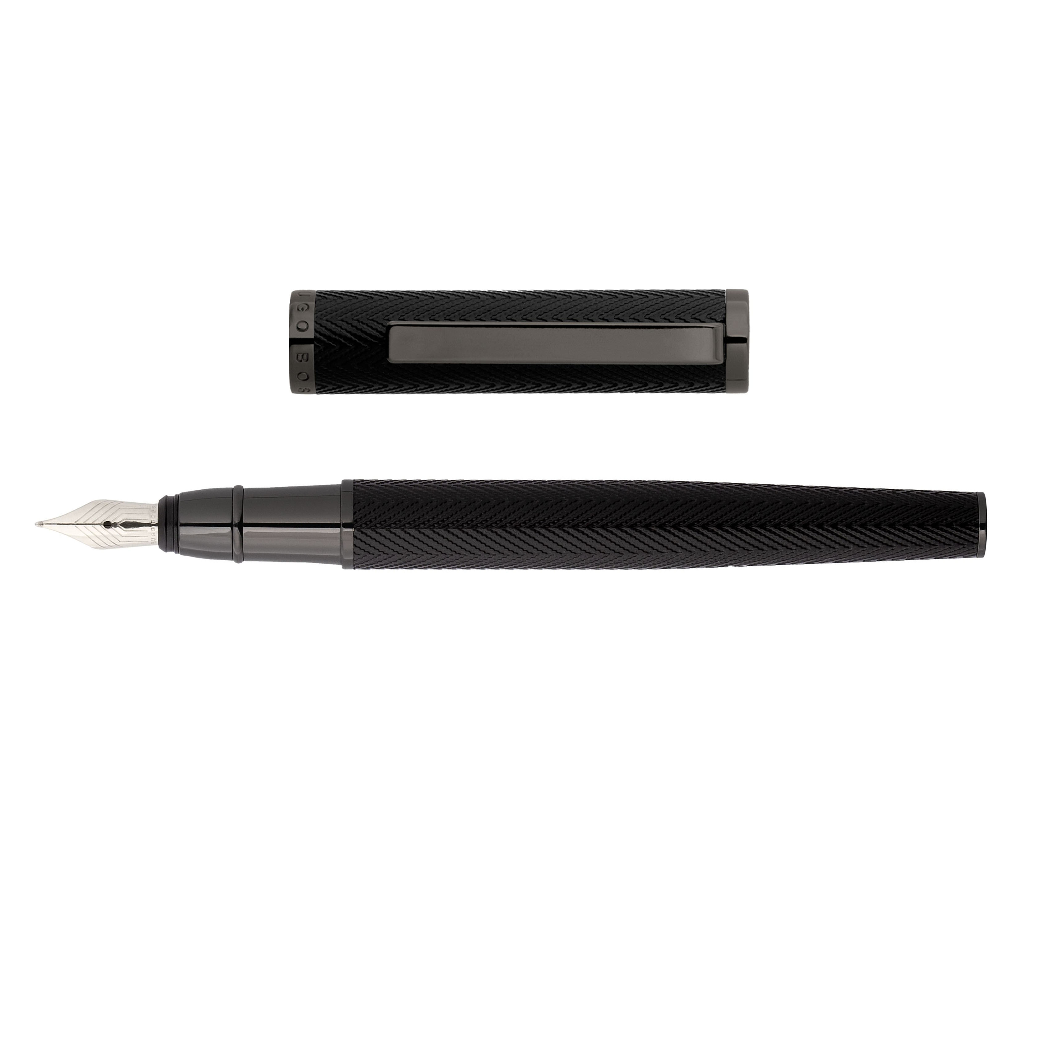 Hugo Boss Formation Herringbone Gunmetal Fountain pen - Vulpen ...