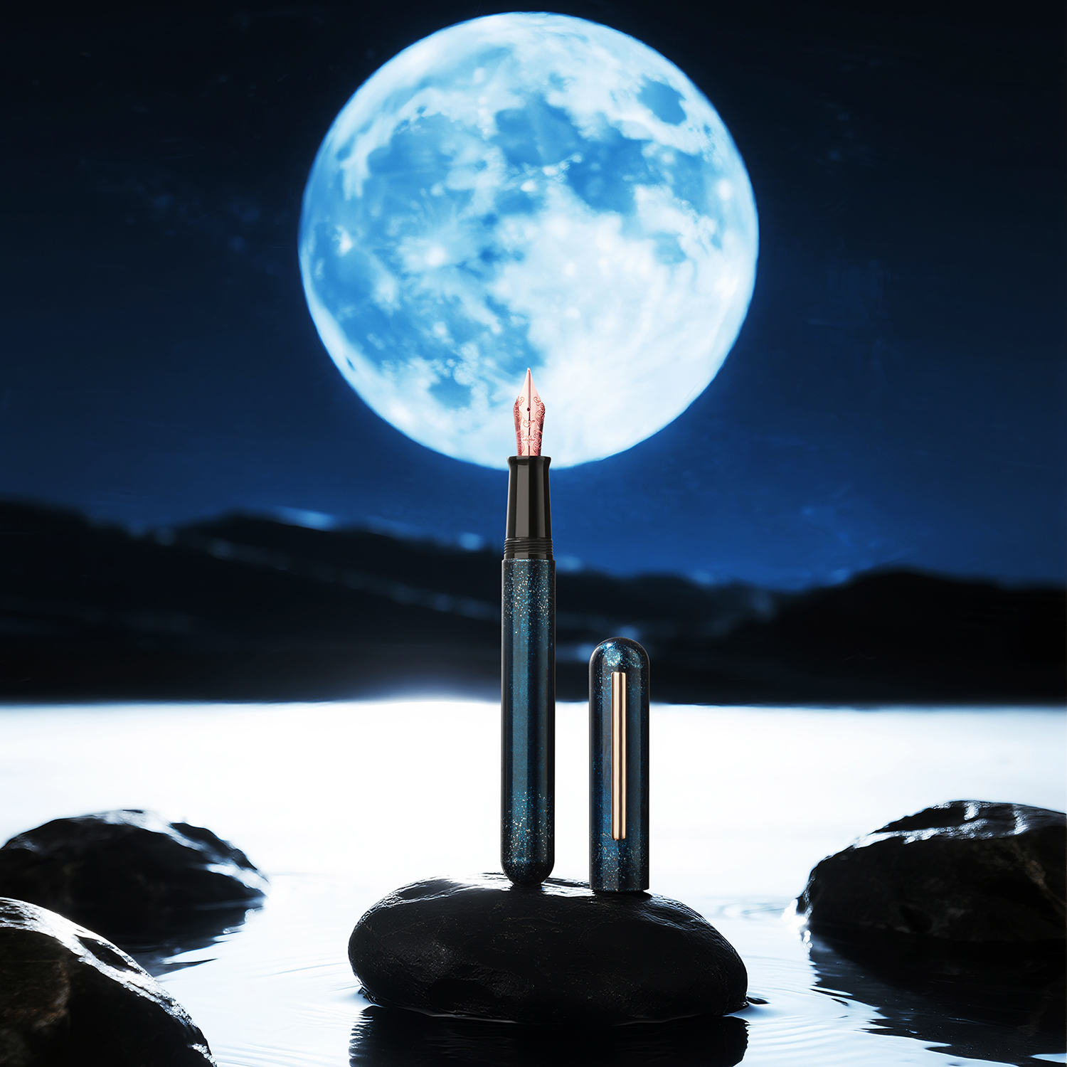Ikkaku by Nahvalur Urushi Moon Trilogy Blue Moon SE Fountain pen ...