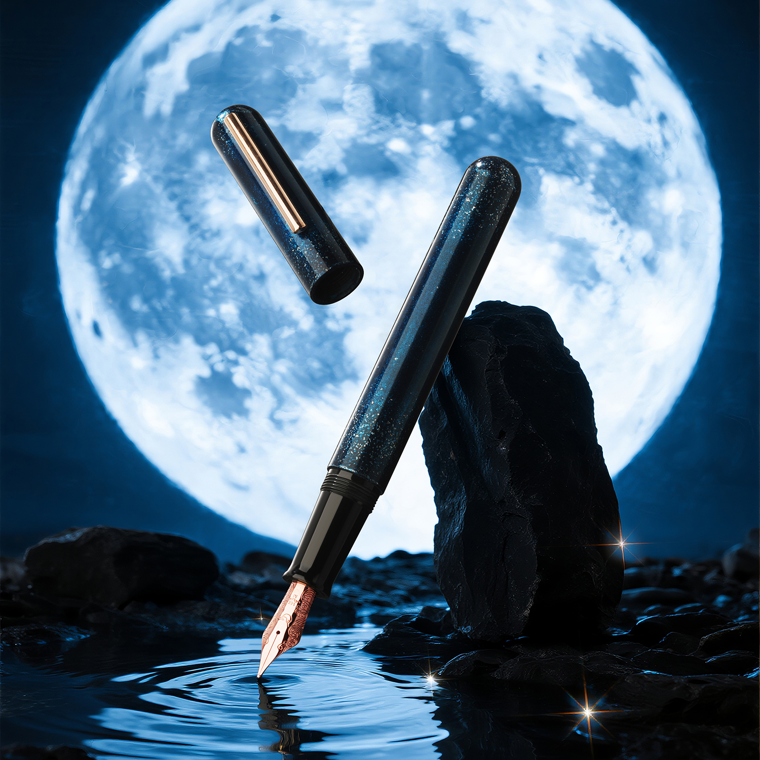 Ikkaku by Nahvalur Urushi Moon Trilogy Blue Moon SE Fountain pen ...