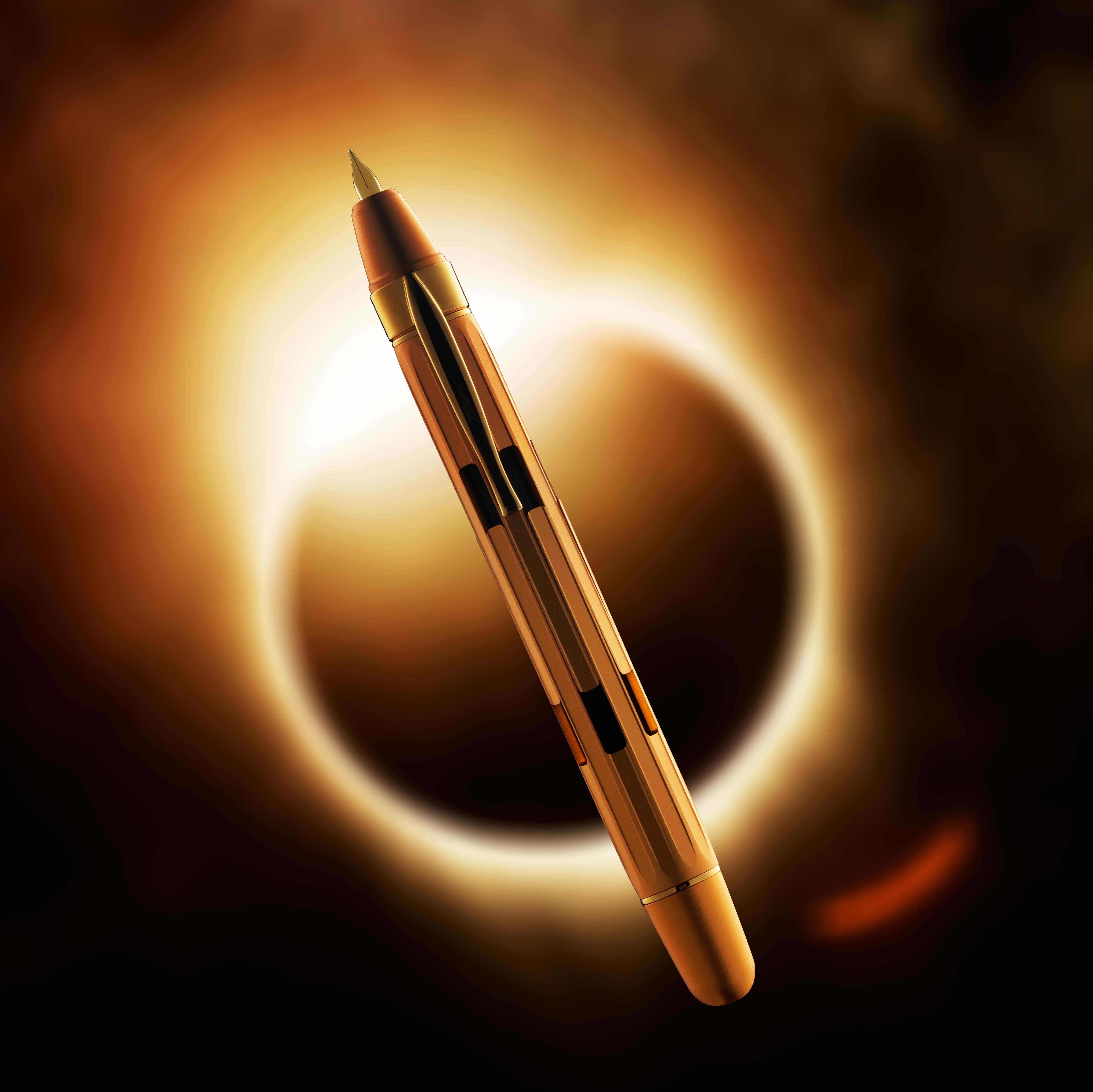 Nahvalur Eclipse Pure Gold Retractable Fountain Pen - Vulpen / Fountain ...