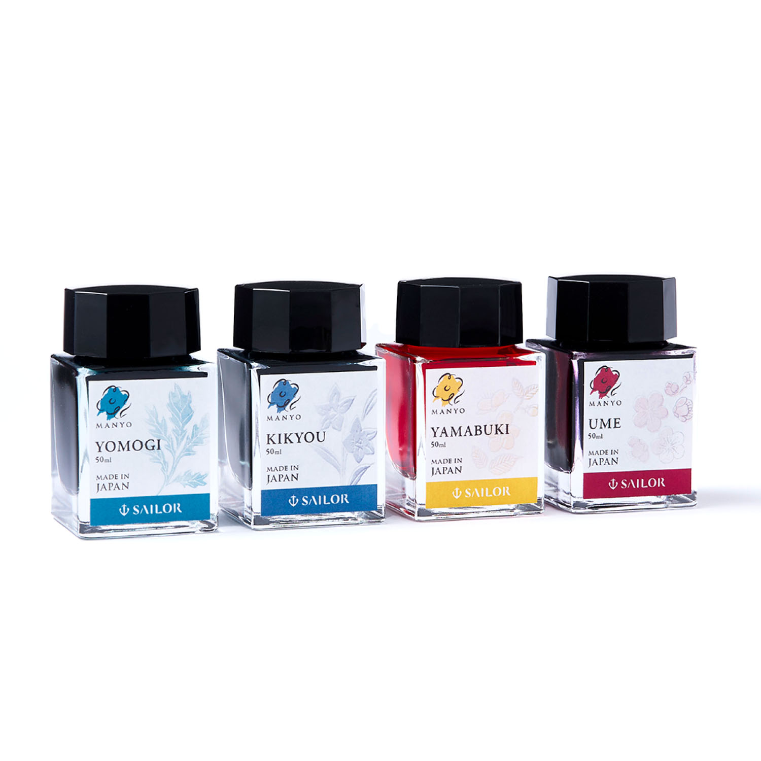 Sailor Manyo Ink Set - Yomogi, Kikyou, Yamabuki, Ume - 4x 20ml Ink ...